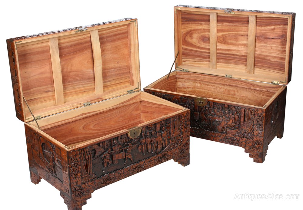 Pair Of Carved Chinese Boxes - Antiques Atlas