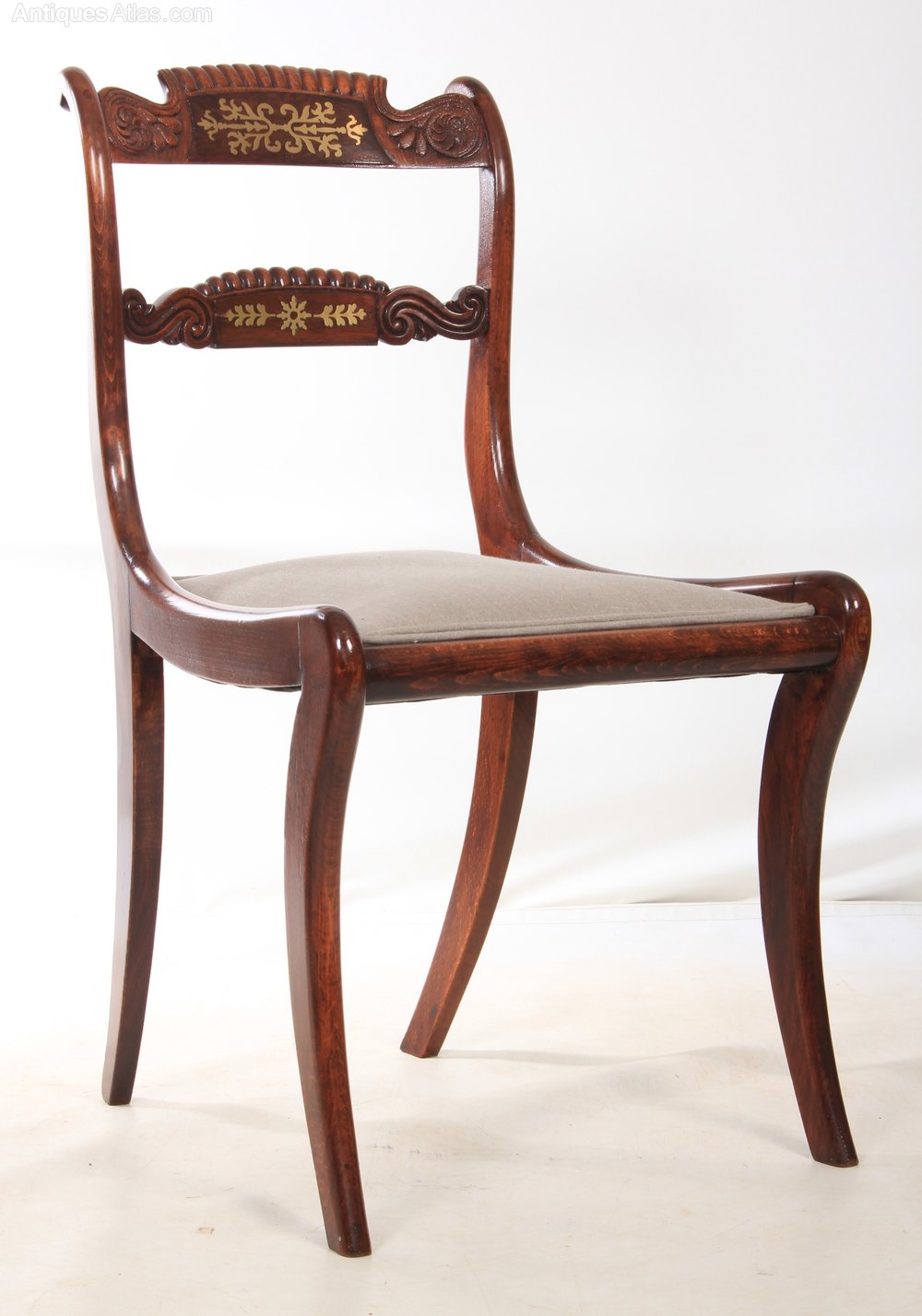 Pair Of Regency Brass Inlaid Chairs - Antiques Atlas