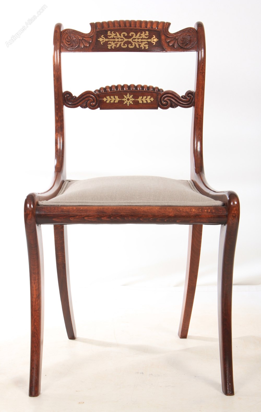 Pair Of Regency Brass Inlaid Chairs - Antiques Atlas