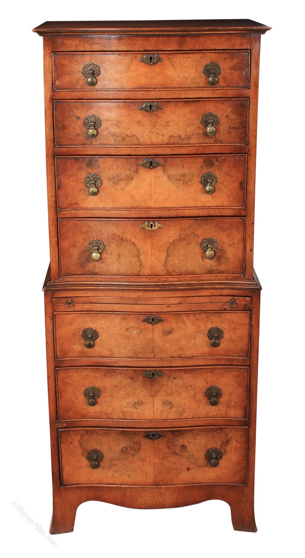 Queen Anne Style Walnut Tallboy Chest - Antiques Atlas