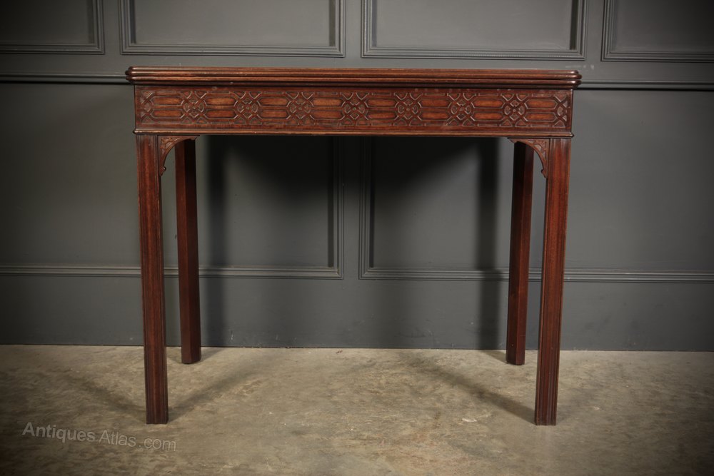 Rare Chinese Chippendale Mahogany Card Table - Antiques Atlas