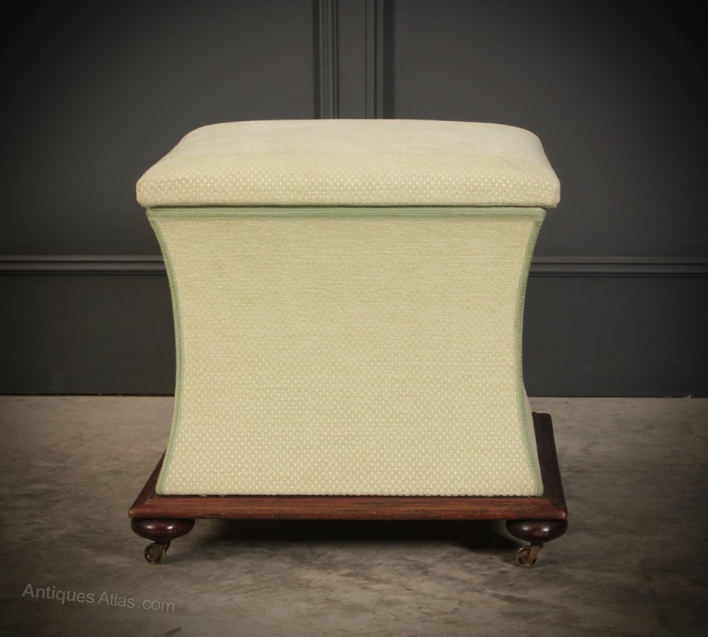 Regency Shaped Upholstered Ottoman Storage Box - Antiques Atlas