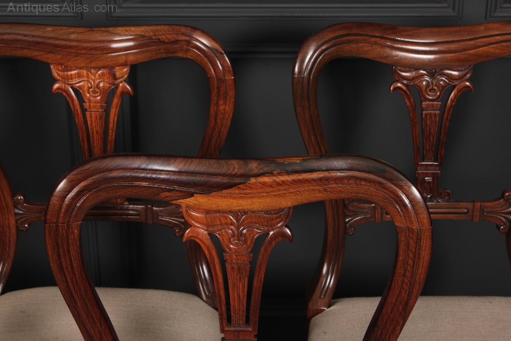 Set Of 6 Rosewood Kidney Back Dining Chairs - Antiques Atlas