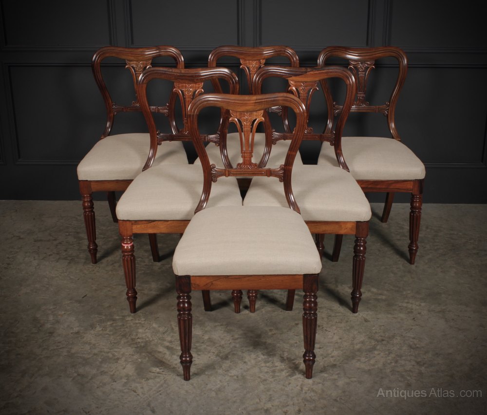 Set Of 6 Rosewood Kidney Back Dining Chairs - Antiques Atlas