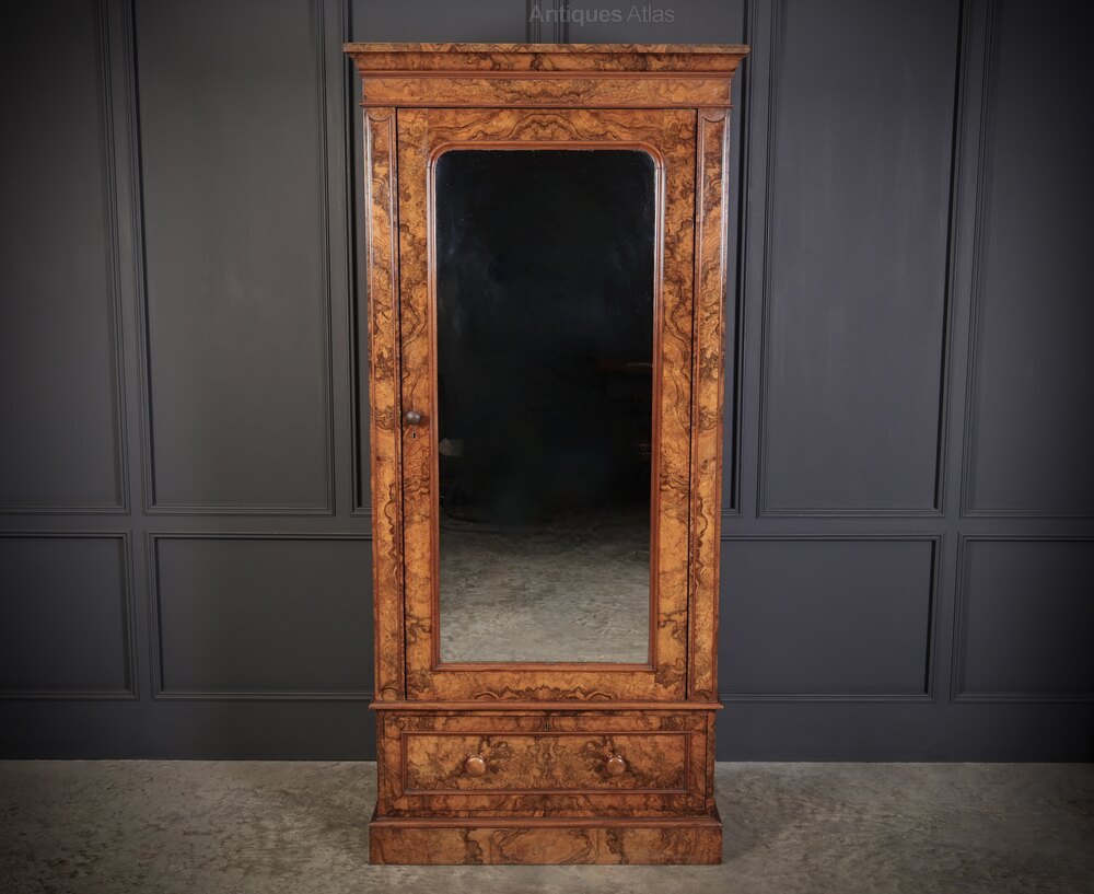 Slim Burr Walnut Wardrobe as287a5507 / WEE240409A - Antiques Atlas