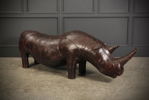 Very Large Leather Rhino Footstool - Antiques Atlas
