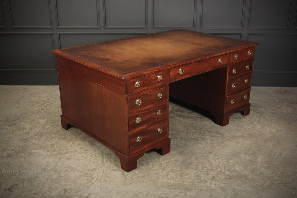 Very Large Regency Mahogany Partners Desk - Antiques Atlas
