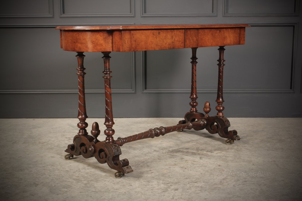 Victorian Burr Walnut Library Table as287a4976 / ONE200417F - Antiques ...