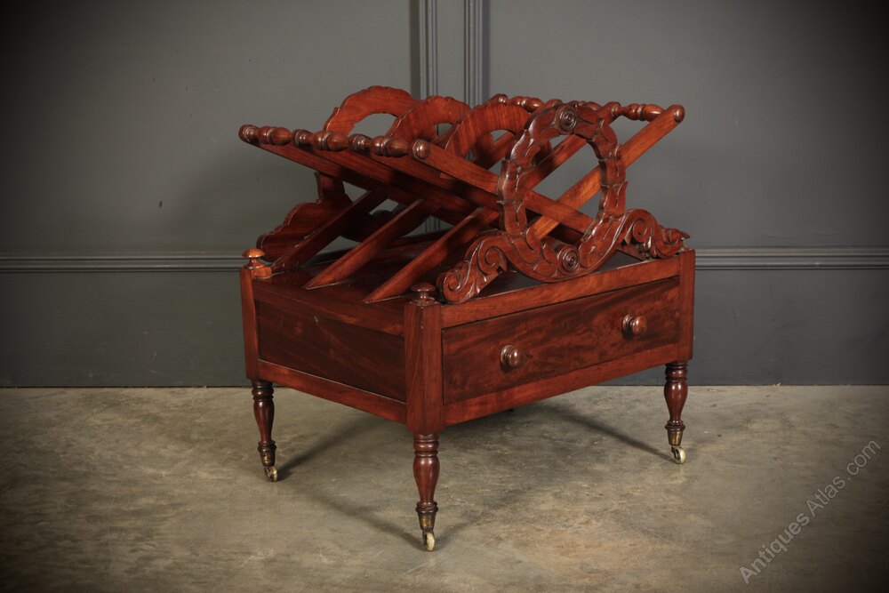 William IV Rosewood Canterbury Magazine Rack - Antiques Atlas