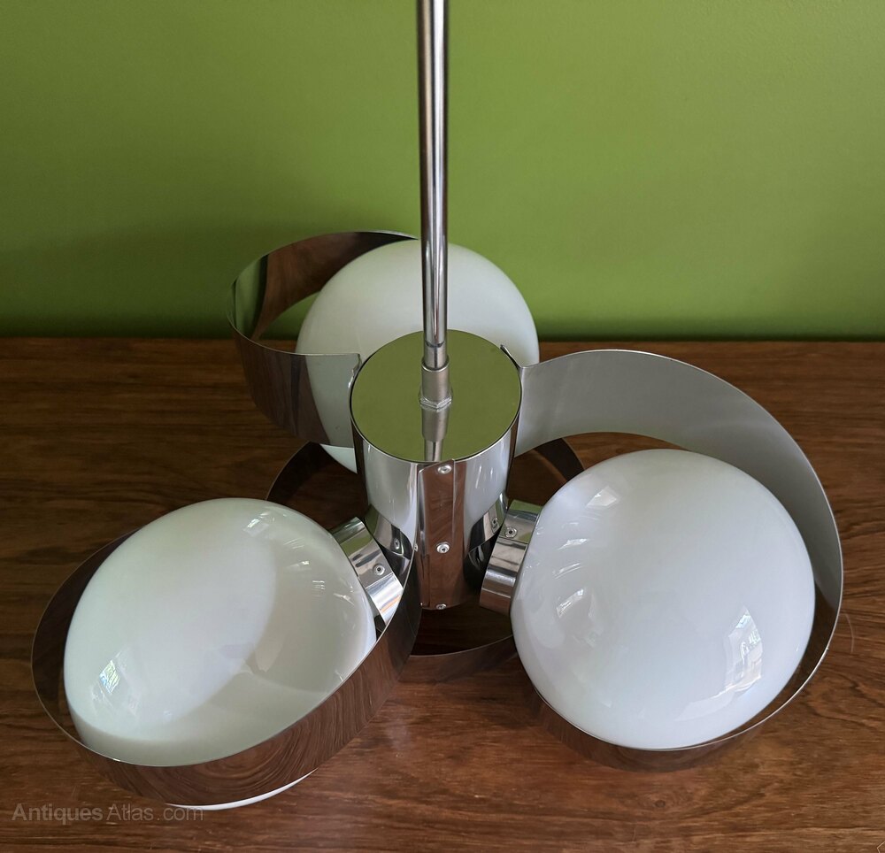 Antiques Atlas - 1960s Retro Ceiling Light, Chrome And White as1177a221 ...