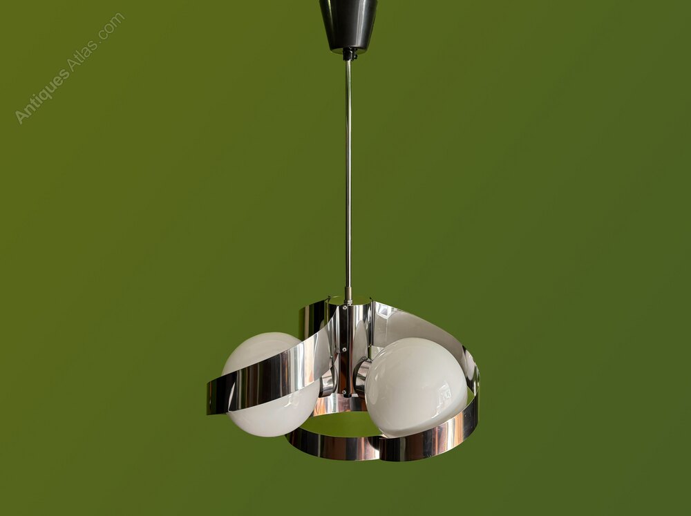 Antiques Atlas - 1960s Retro Ceiling Light, Chrome And White as1177a221 ...
