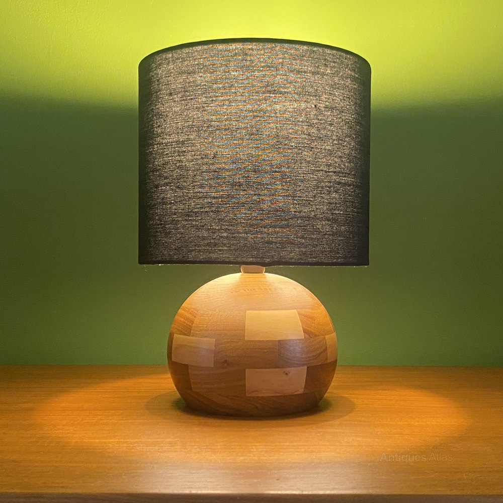 Antiques Atlas - A Pair Of Solid Teak Vintage Round Table Lamps