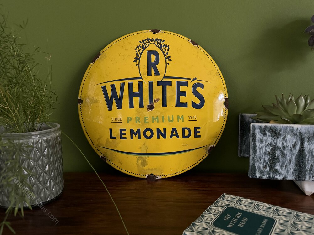 Antiques Atlas - Authentic R White's Lemonade Vintage Enamel Sign ...