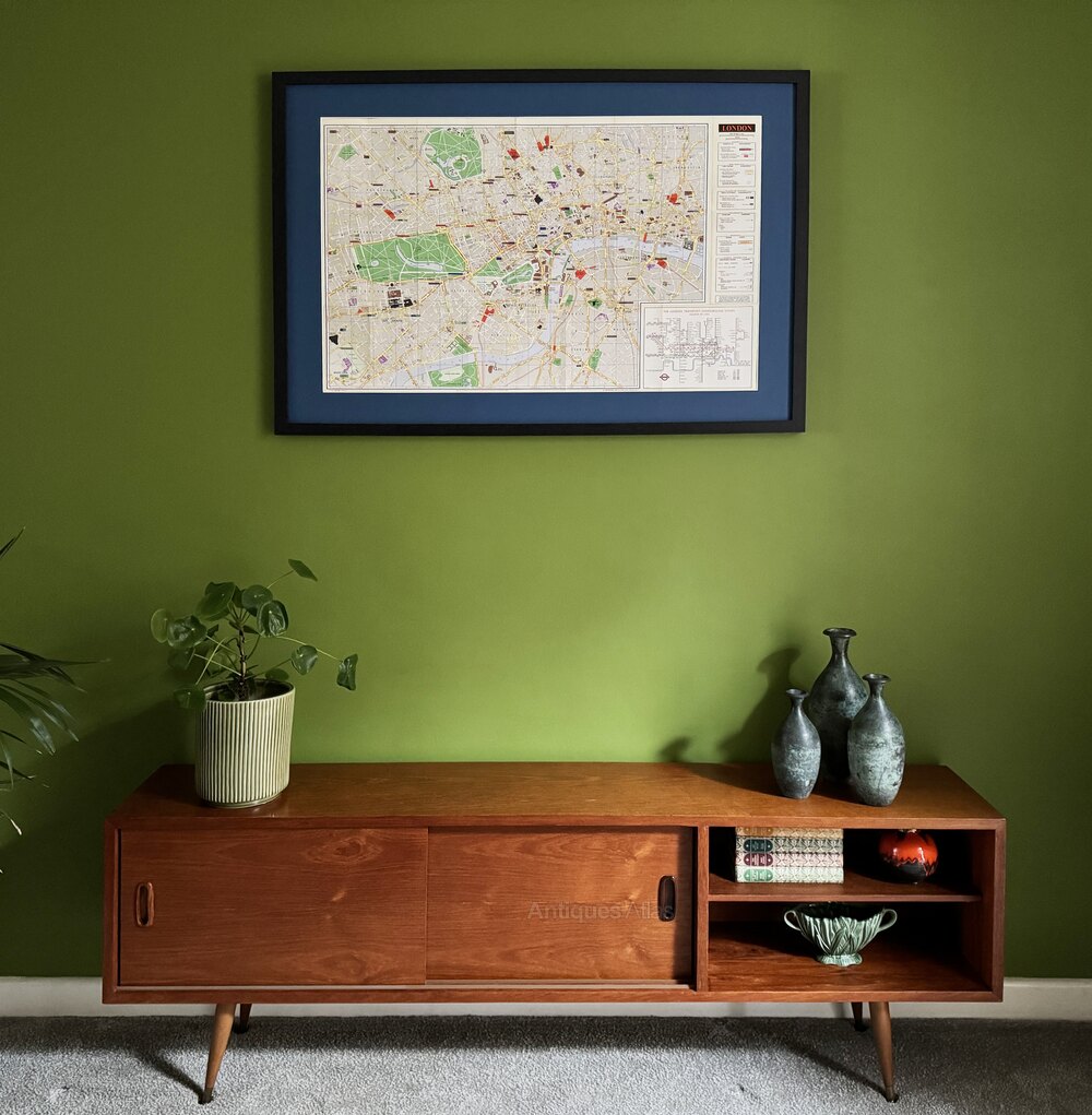 Antiques Atlas - Large Framed Vintage London Map, Black Frame ...
