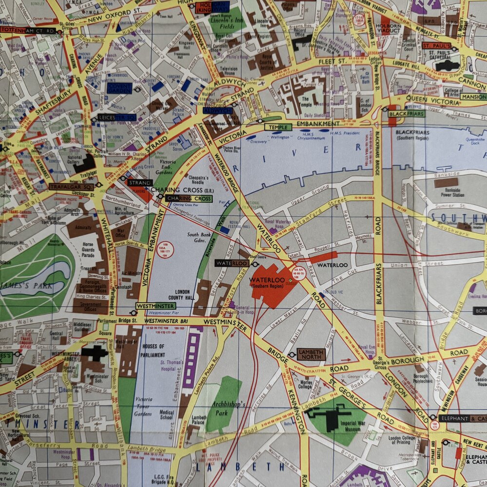 Antiques Atlas - Large Framed Vintage London Map, Black Frame ...