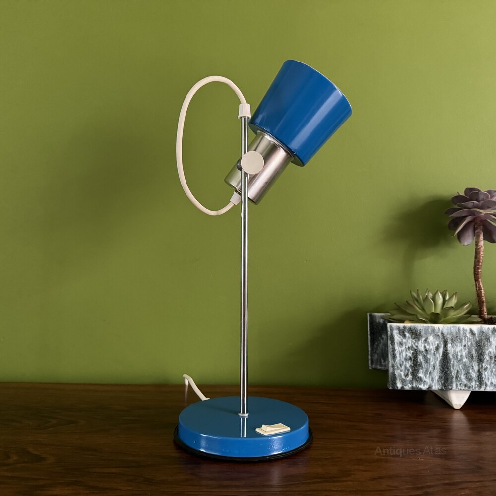 Antiques Atlas - Mid Century Blue And Chrome Adjustable Desk Lamp ...