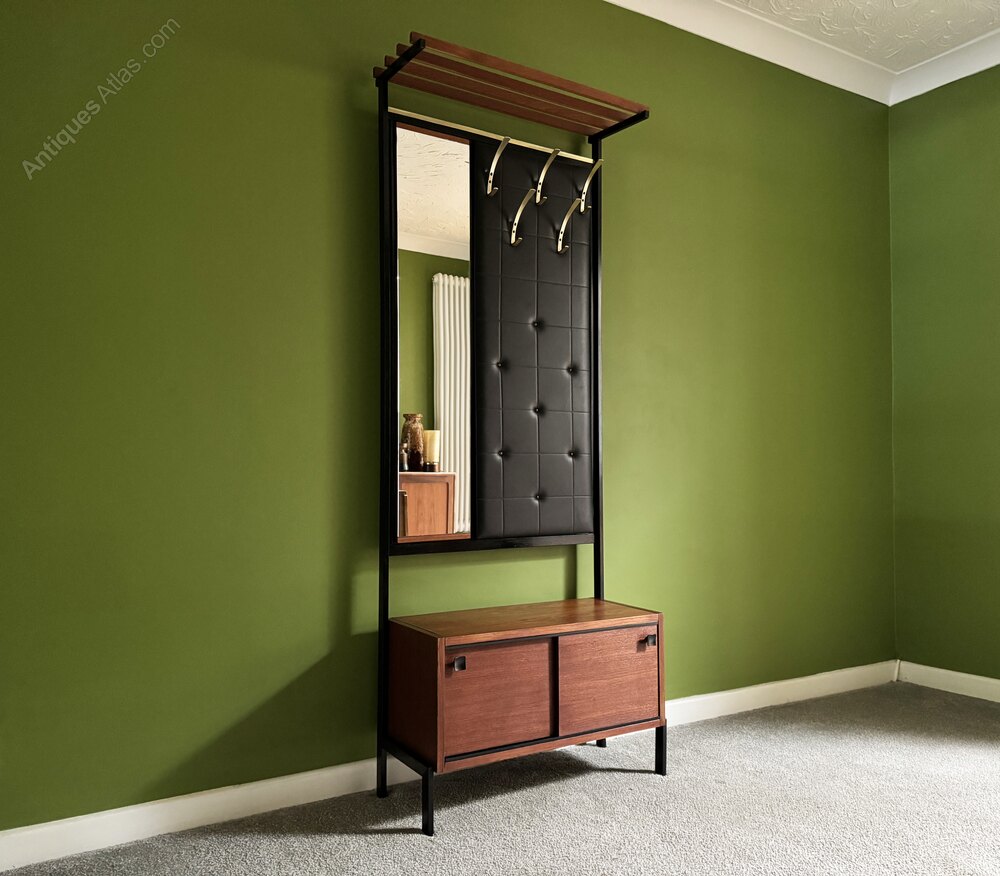 Antiques Atlas - Mid Century Hall Stand In Teak, Black And Brass ...