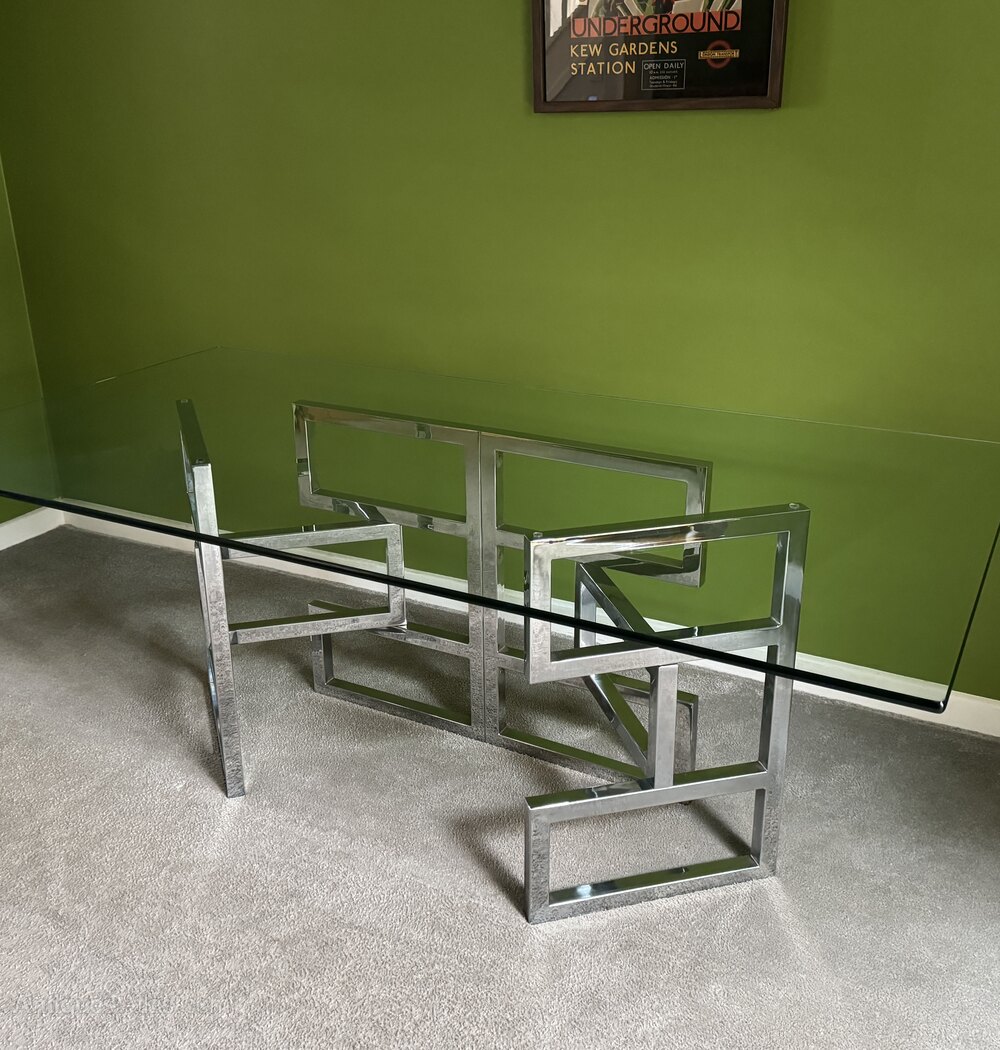 Antiques Atlas - Romeo Rega Italian 1980s Steel Glass Dining Table ...