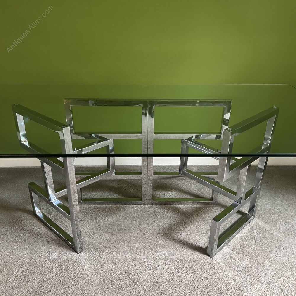Antiques Atlas - Romeo Rega Italian 1980s Steel Glass Dining Table ...