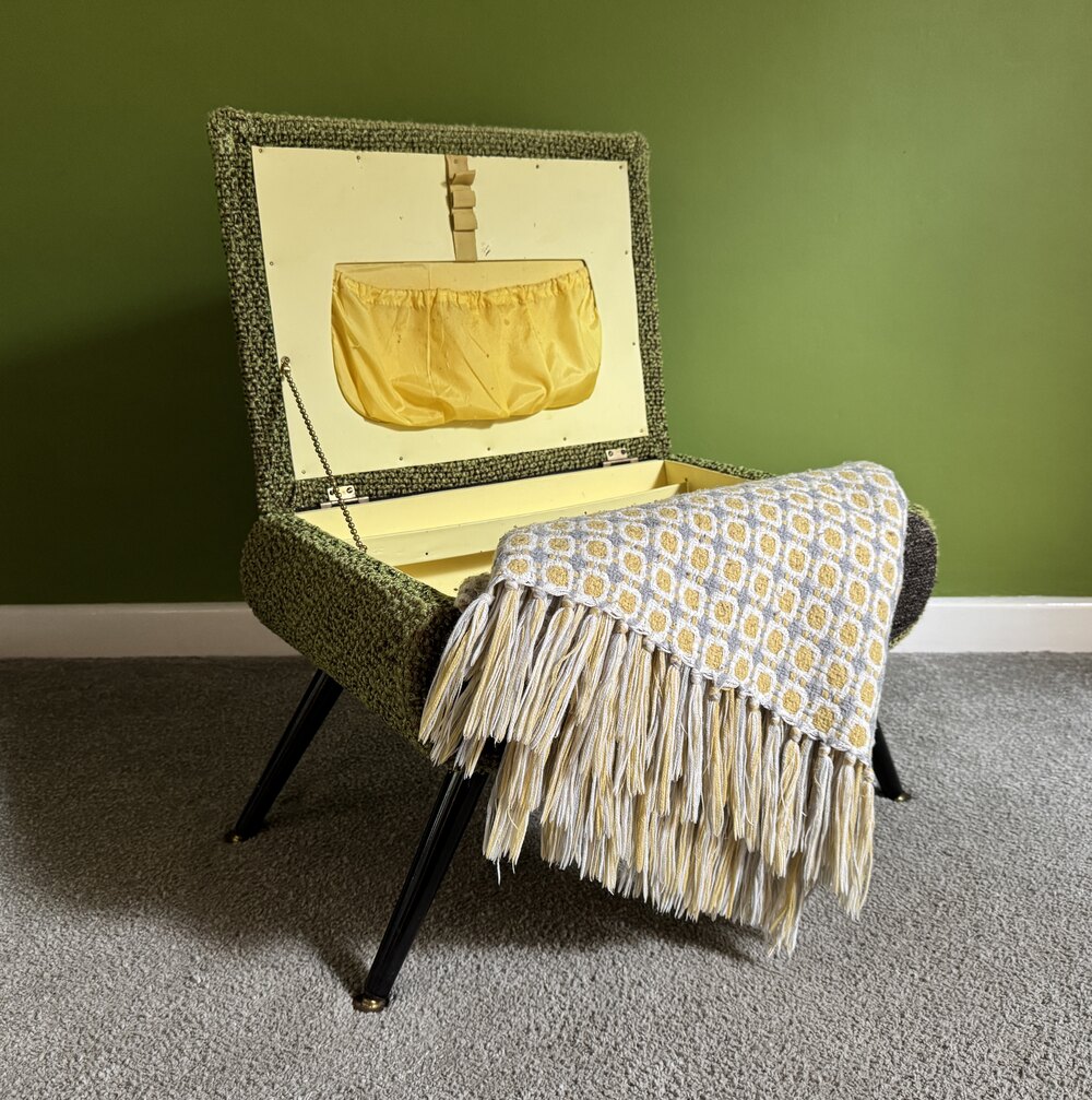 Antiques Atlas - Sherborne Pandora Green Mid Century Sewing Stool ...