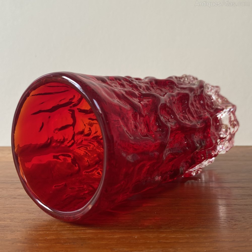 Antiques Atlas - Whitefriars Ruby Red 6" Bark Vase, Pattern 9689 ...