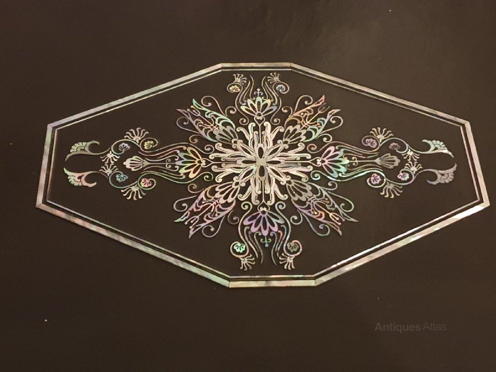 Oriental Lacquered Abalone Shell Inlay Table 1930s - Antiques Atlas