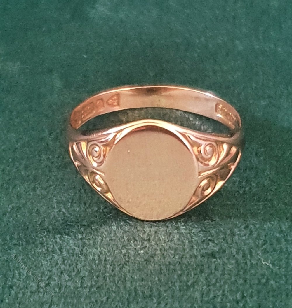 Antiques Atlas - Rare 1901 Chester Rose Gold Signet Ring