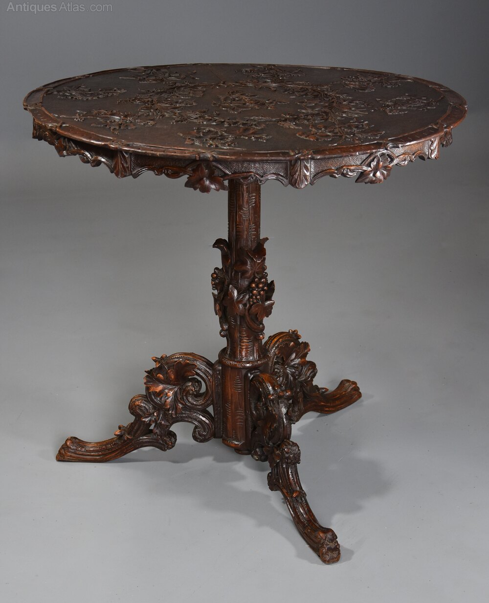 19thc Black Forest Carved Linden Wood Centre Table as304a2681 / LVS1079 ...