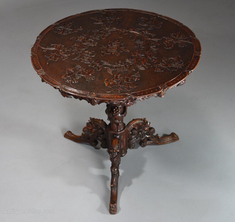 19thc Black Forest Carved Linden Wood Centre Table as304a2681 / LVS1079 ...