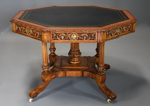19thc Oak Octagonal Library Table By TH Filmer - Antiques Atlas
