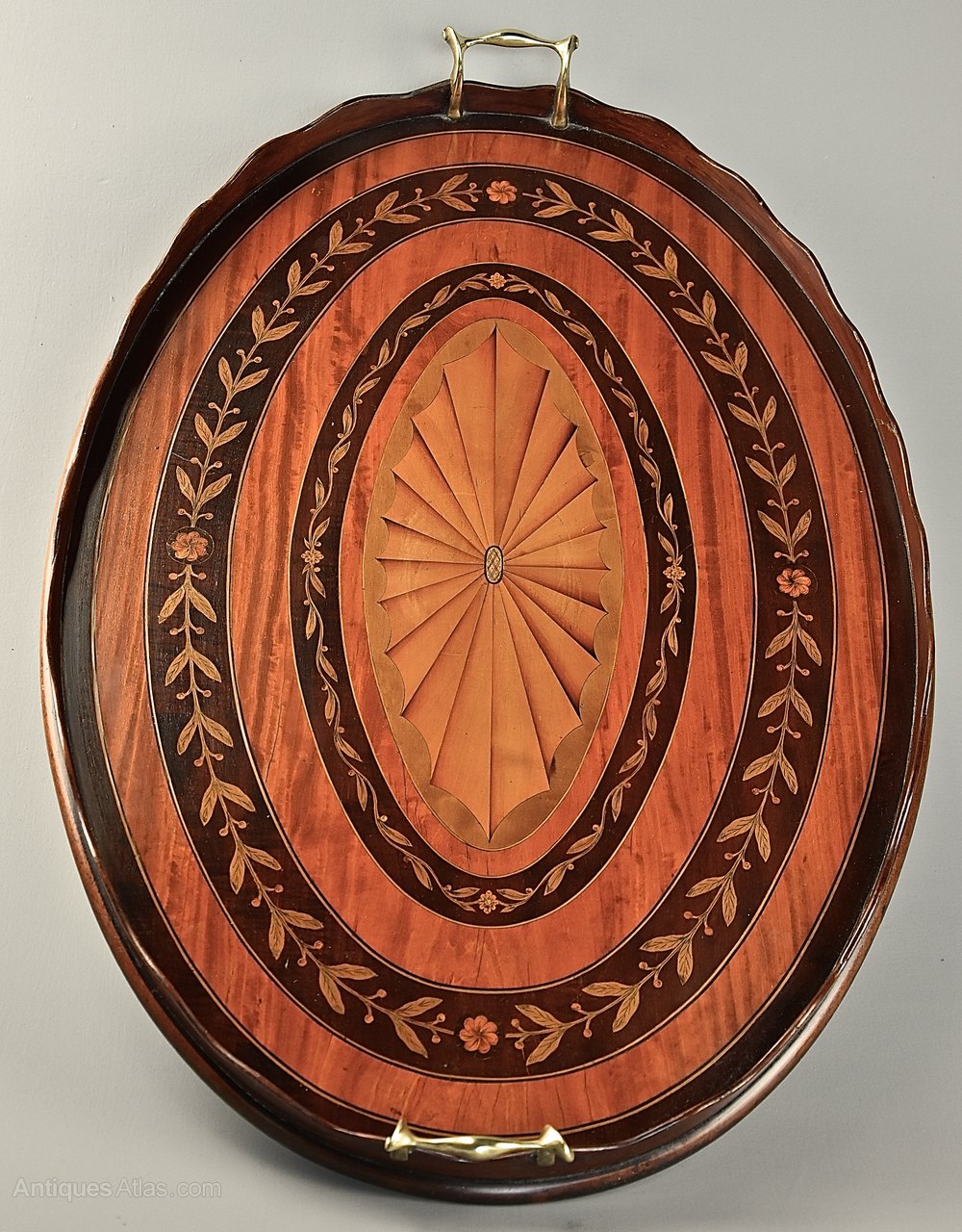 Antiques Atlas - Fine Quality Edwardian Oval Inlaid Marquetry Tray