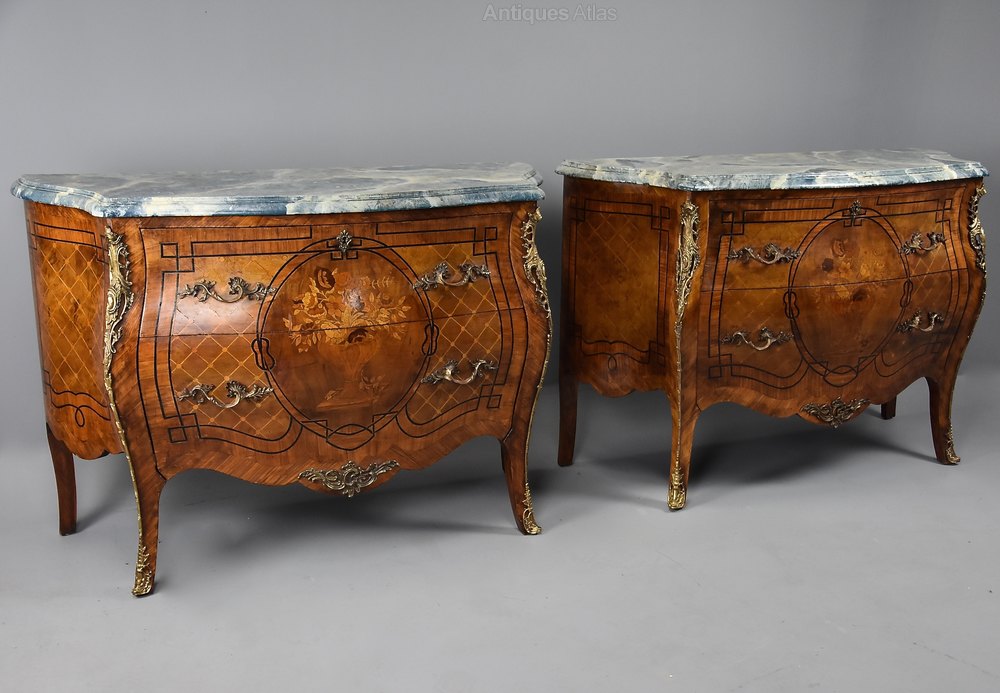 Pair Of French Highly Decorative Kingwood Commodes - Antiques Atlas