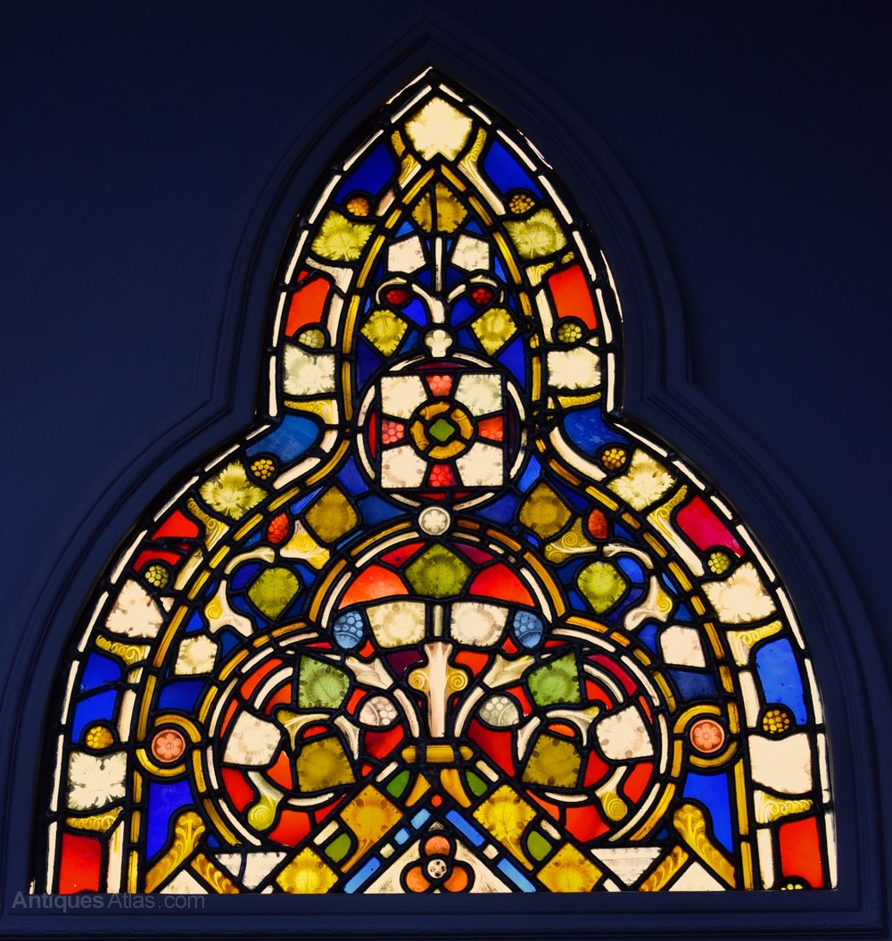 Antiques Atlas - Stunning Large-scale Stained Glass Triptych