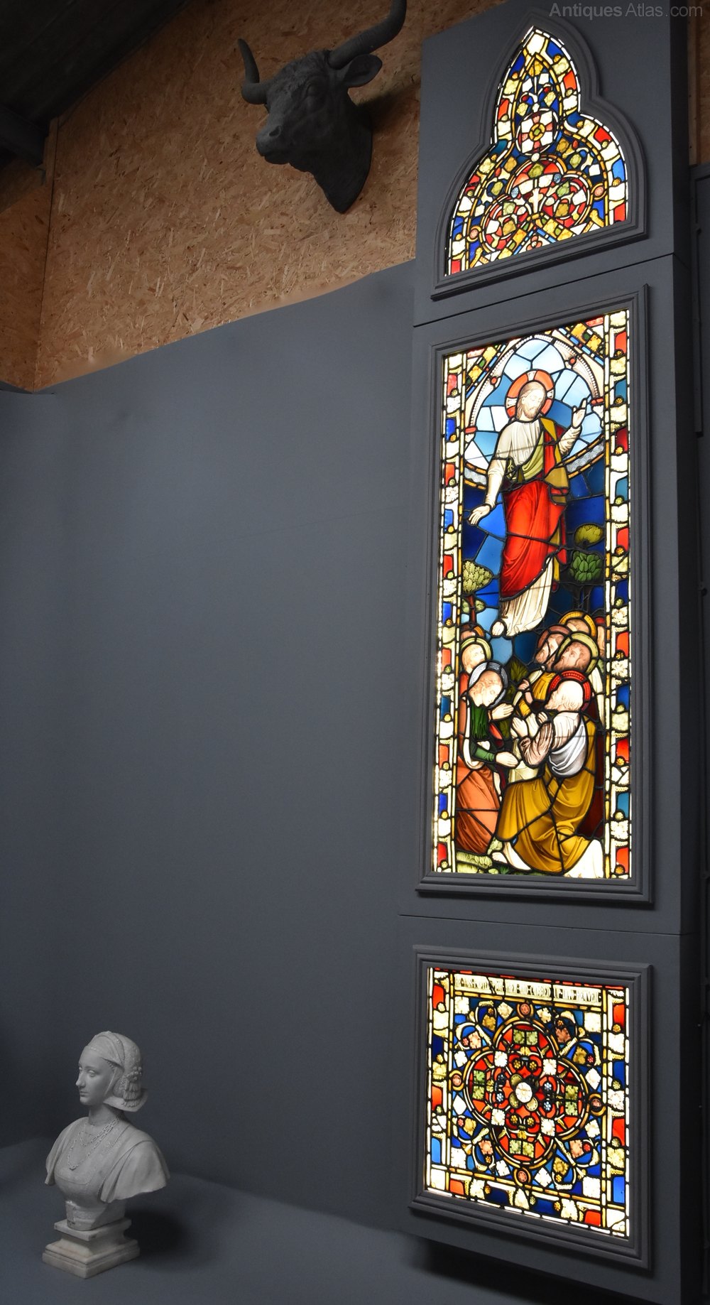 Antiques Atlas - Stunning Large-scale Stained Glass Triptych