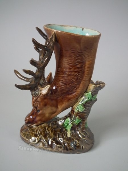 Antiques Atlas - Holdcroft Majolica Stag Head Vase