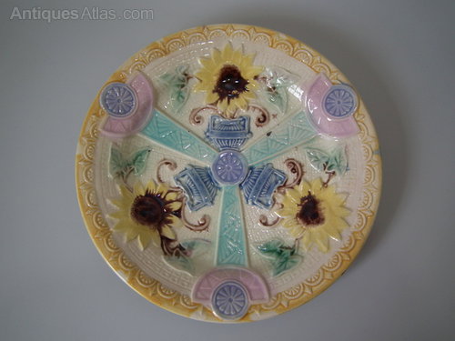 Antiques Atlas - Samuel Lear Majolica Sunflower & Citrus Slice Plate