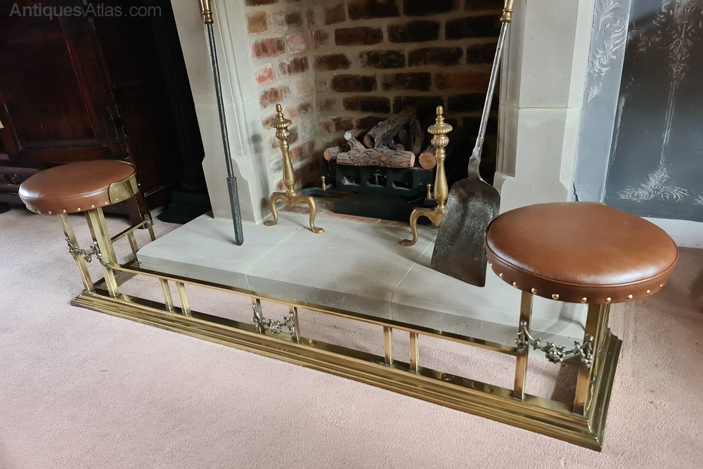 Antiques Atlas - Unusual Victorian Club Fender With Real Hide Seats