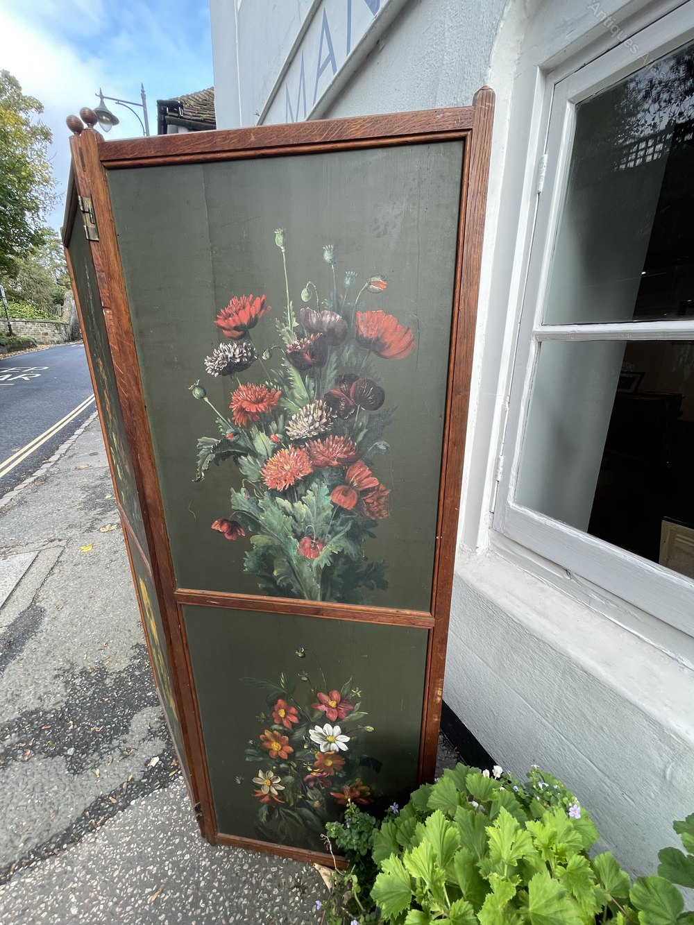 19th Century Hand Painted Double Screen - Antiques Atlas