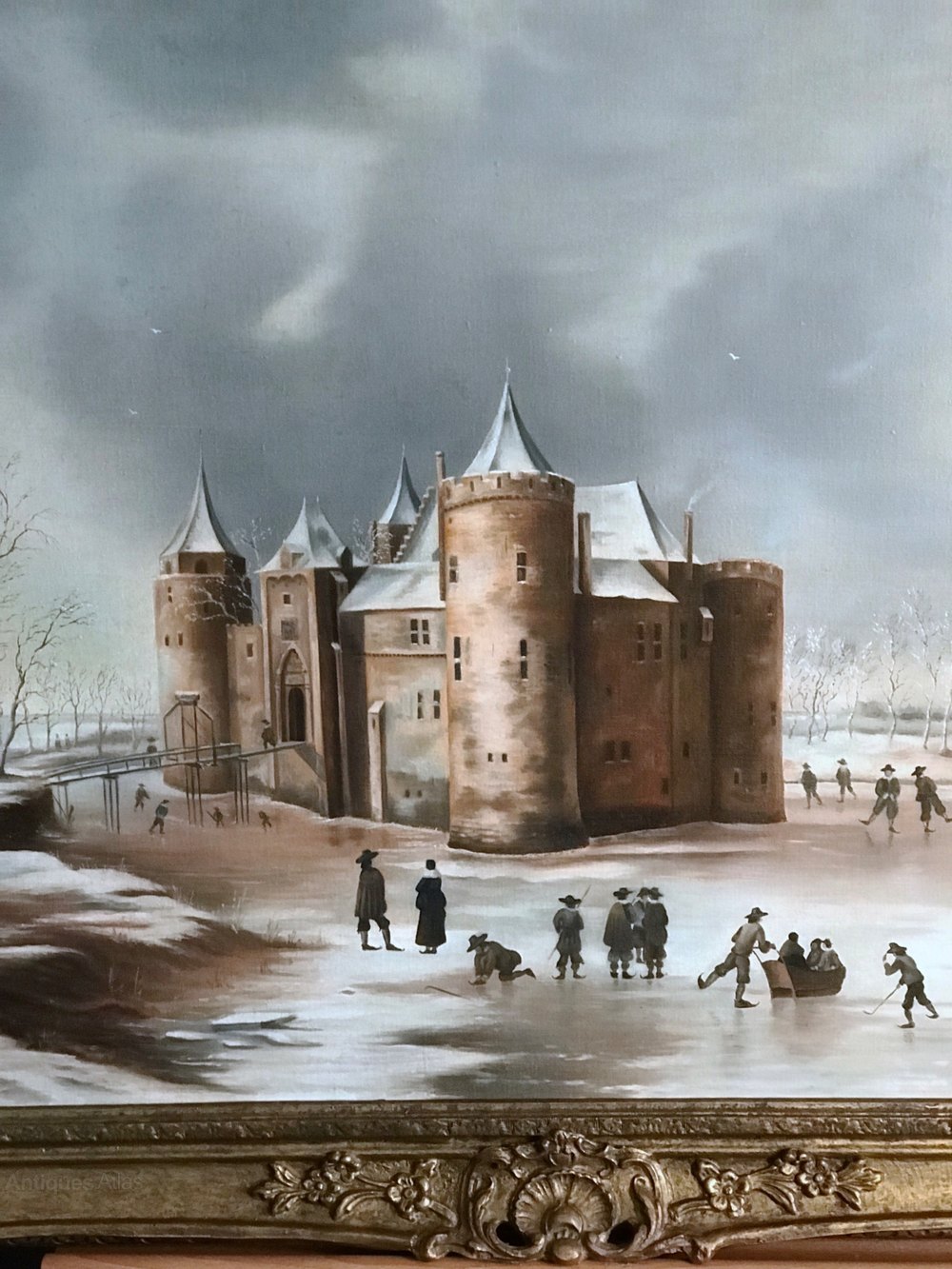 Antiques Atlas - Castle Muiden Dutch Winter Landscape Oil Painting ...