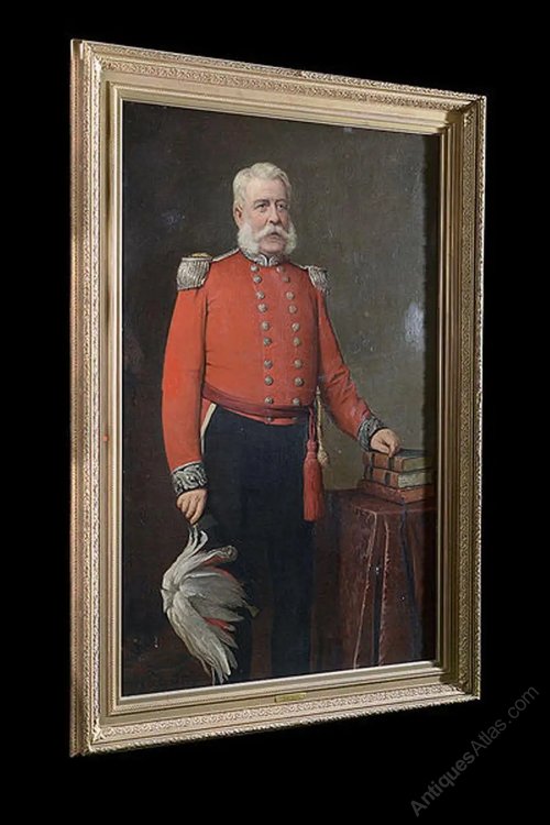 Antiques Atlas - Military Officer Oil Portrait Painting Of Red Coat