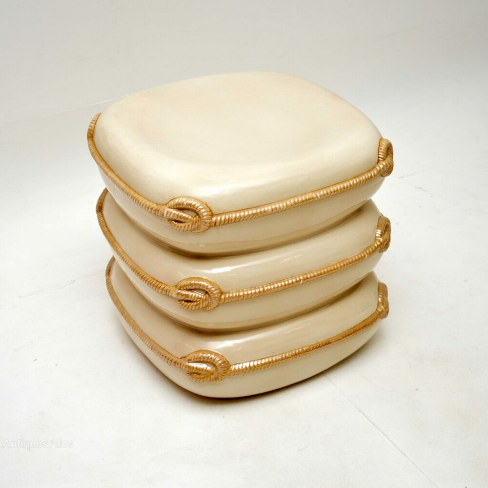 Antiques Atlas - 1970’s Vintage Italian Ceramic Cushions Stool