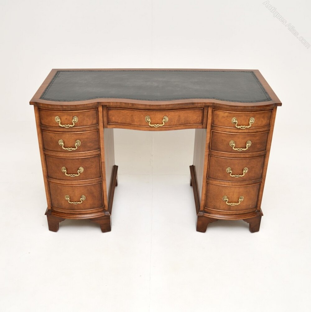Antique Burr Walnut Leather Top Pedestal Desk as592a13474 / 11690 ...
