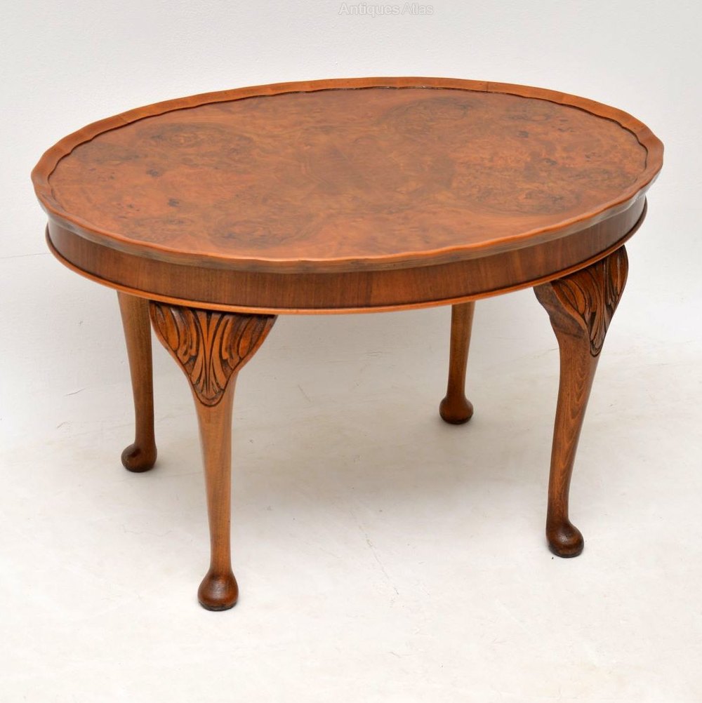 Antique Burr Walnut Pie Crust Coffee Table - Antiques Atlas