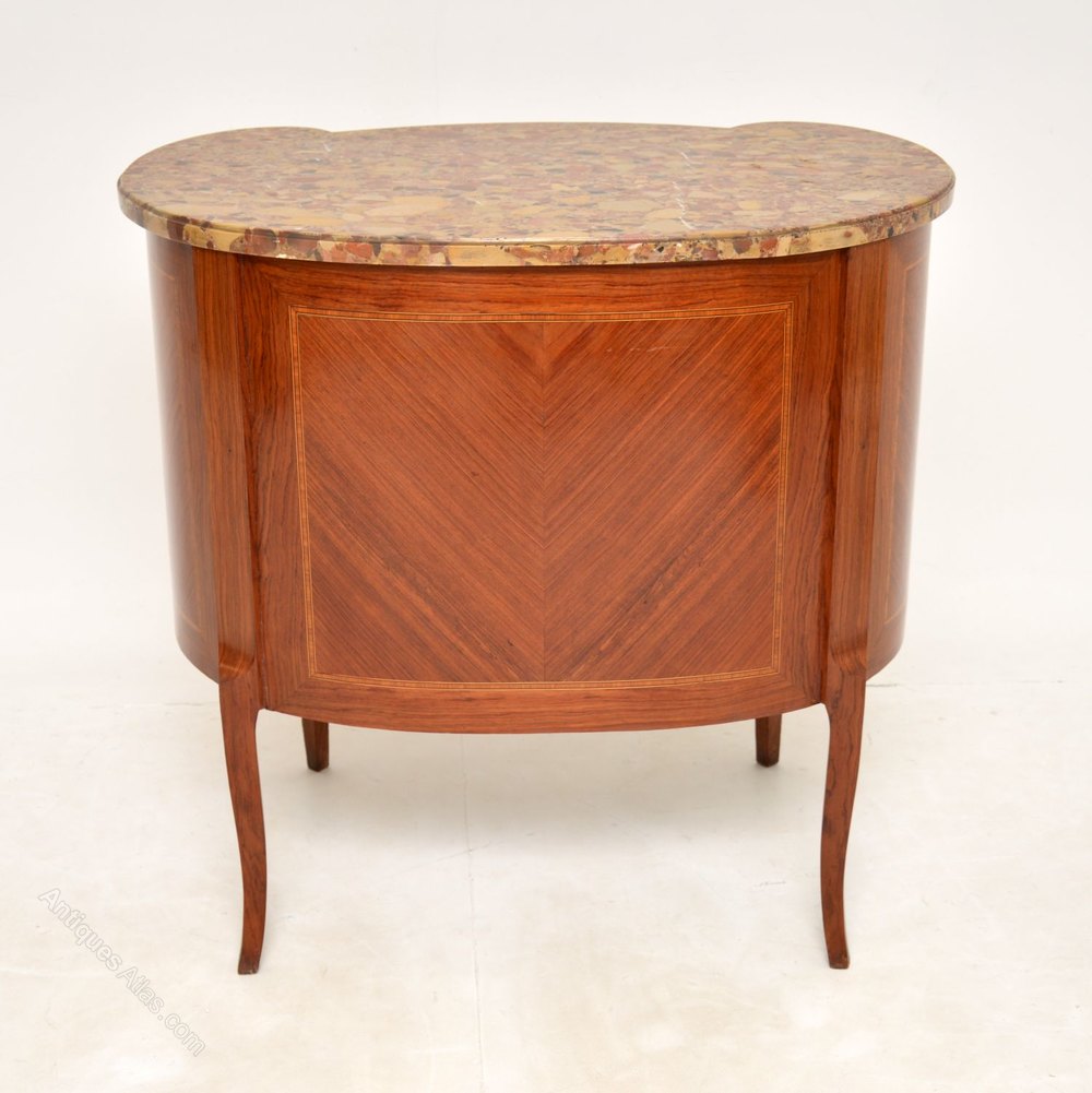 Antique French Inlaid King Wood Marble Top Commode - Antiques Atlas