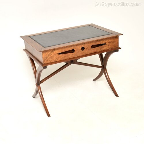 Antique Italian Regency Style Walnut Leather Table as592a13588 / 11804 ...