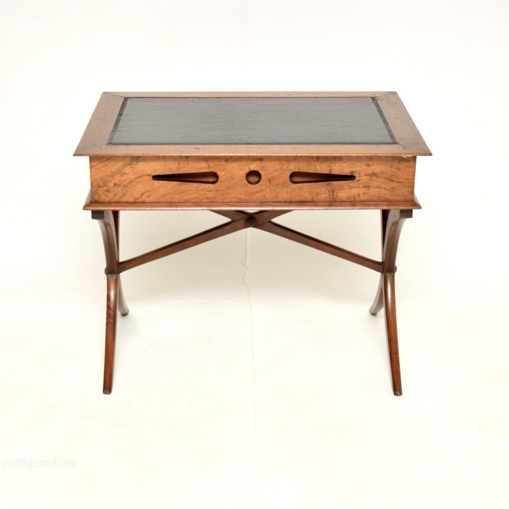 Antique Italian Regency Style Walnut Leather Table as592a13588 / 11804 ...