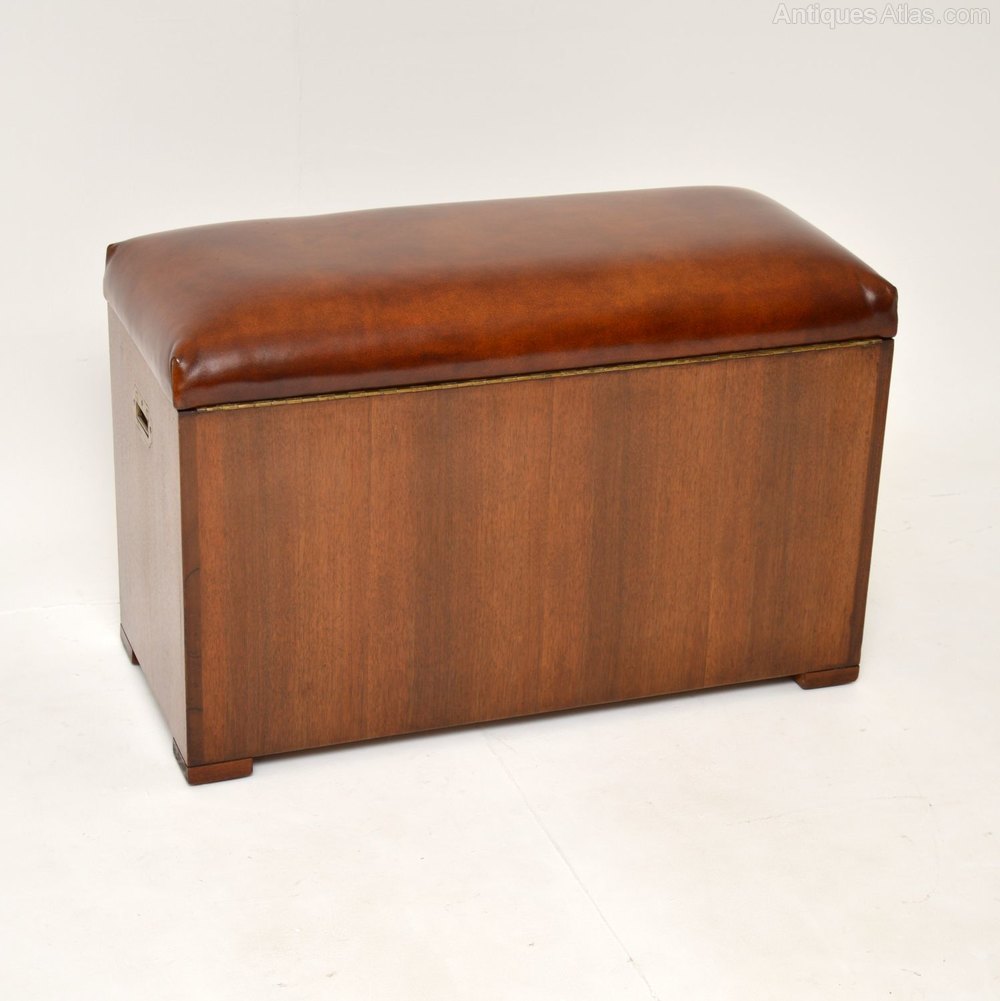 Antiques Atlas - Antique Leather & Mahogany Ottoman Trunk