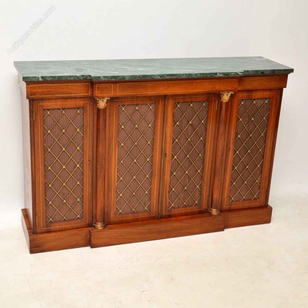 Antique Rosewood & Marble Grill Front Sideboard - Antiques Atlas