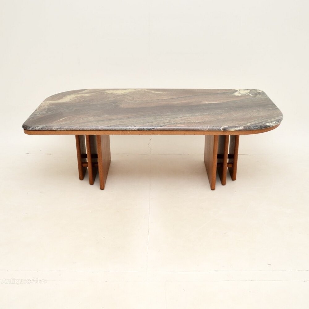 Antiques Atlas - Large Danish Vintage Marble Top Coffee Table ...