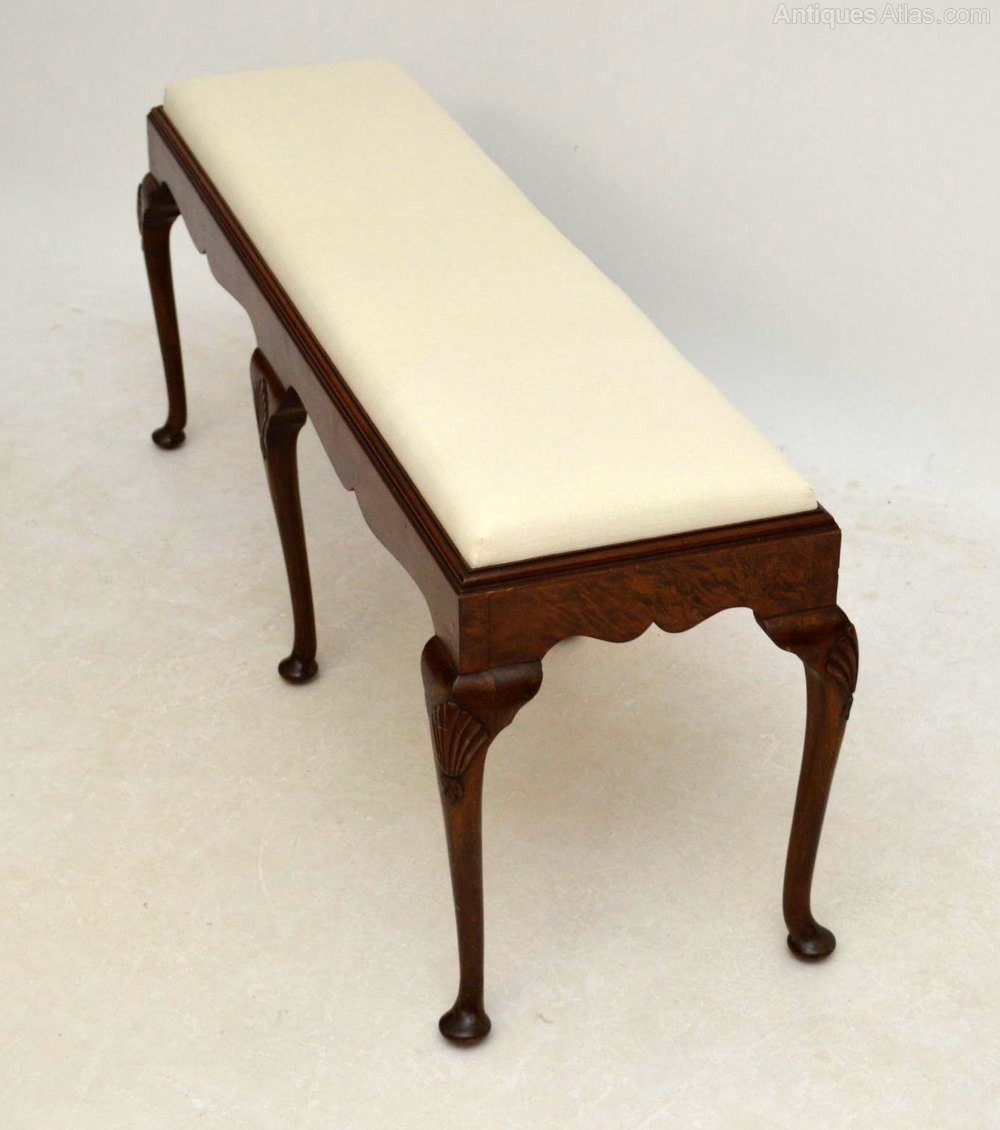 Long Antique Walnut Foot Stool - Antiques Atlas